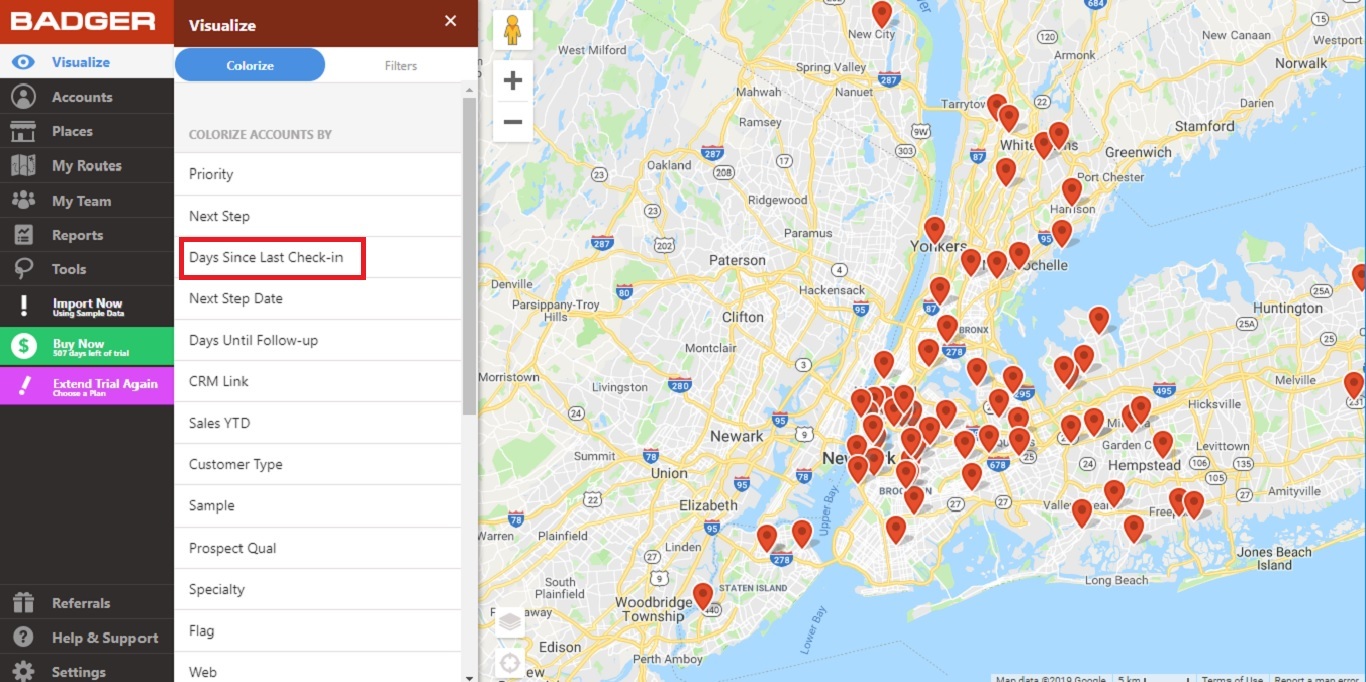 How can I know the days since last check-in? - Badger Maps
