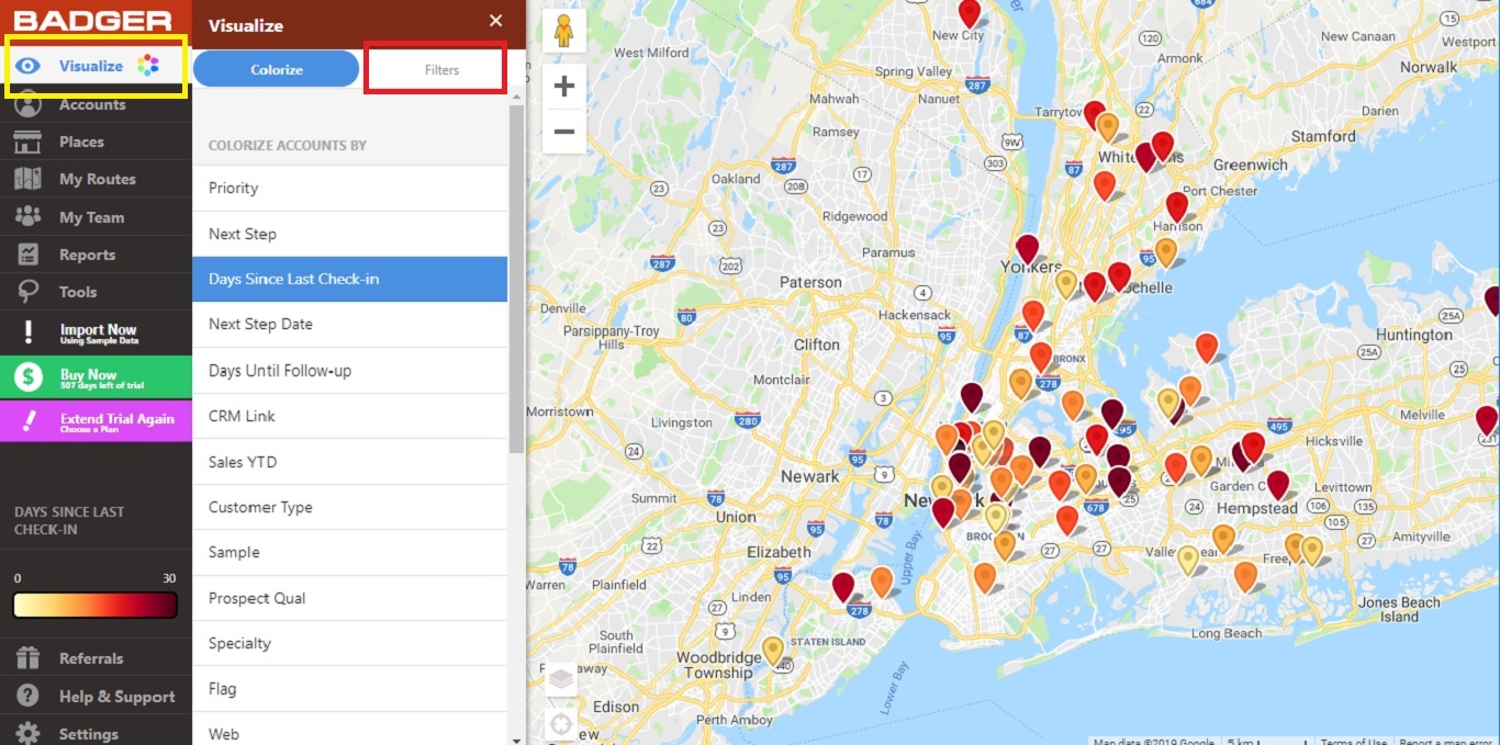 How can I know the days since last check-in? - Badger Maps