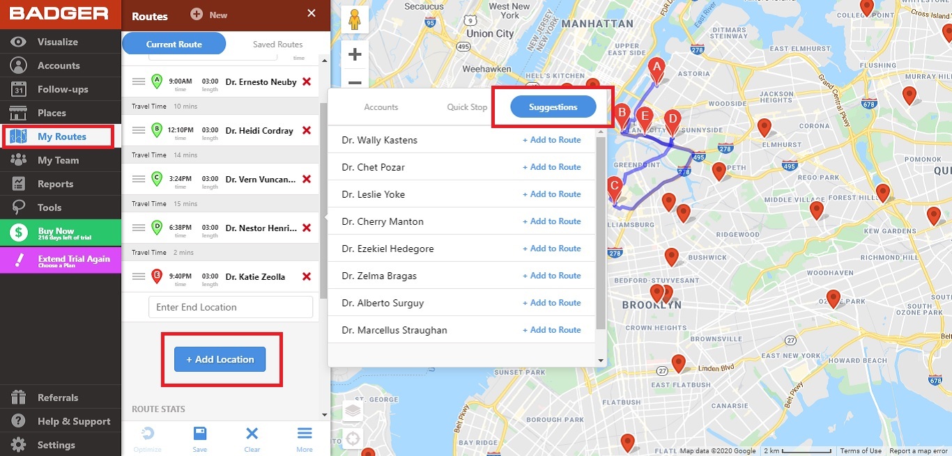 How to create a route / add an account to your route (Web App) - Badger Maps