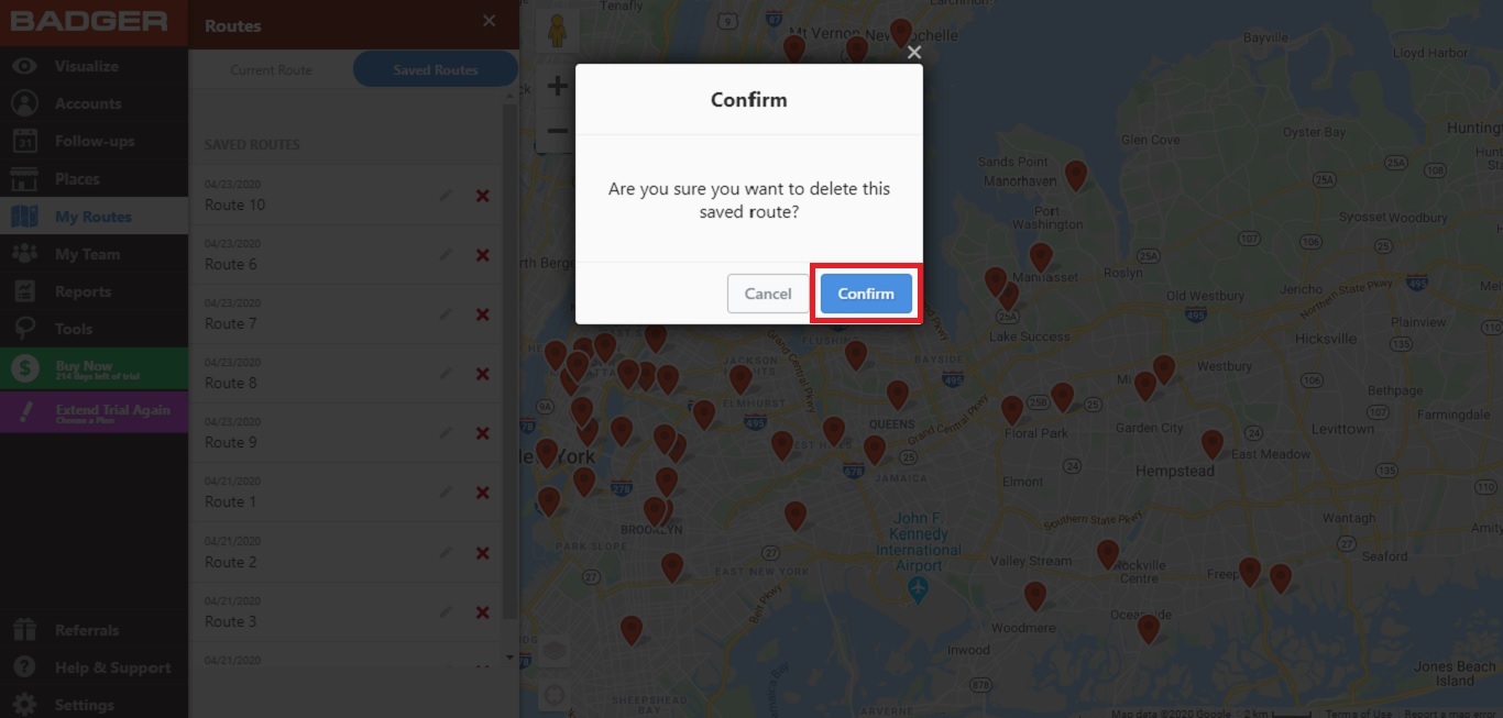 How To Delete A Saved Route (Web App) - Badger Maps