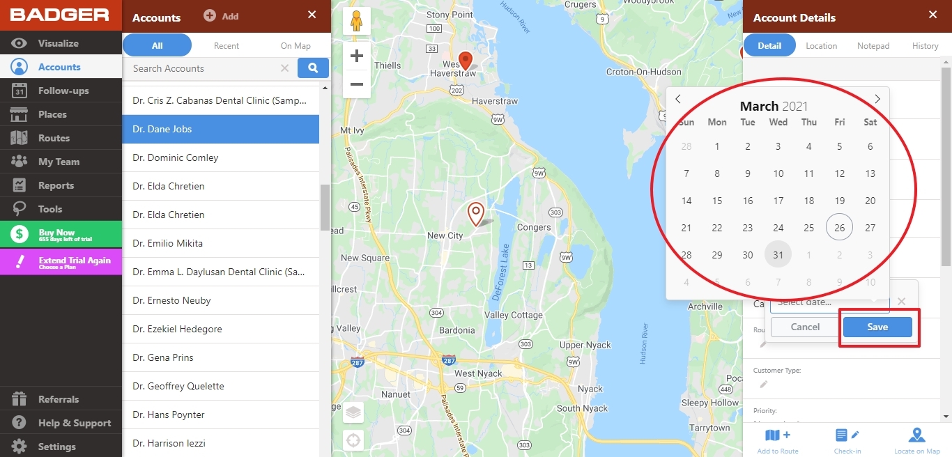 How to Add/Create a Follow-up Date - Badger Maps
