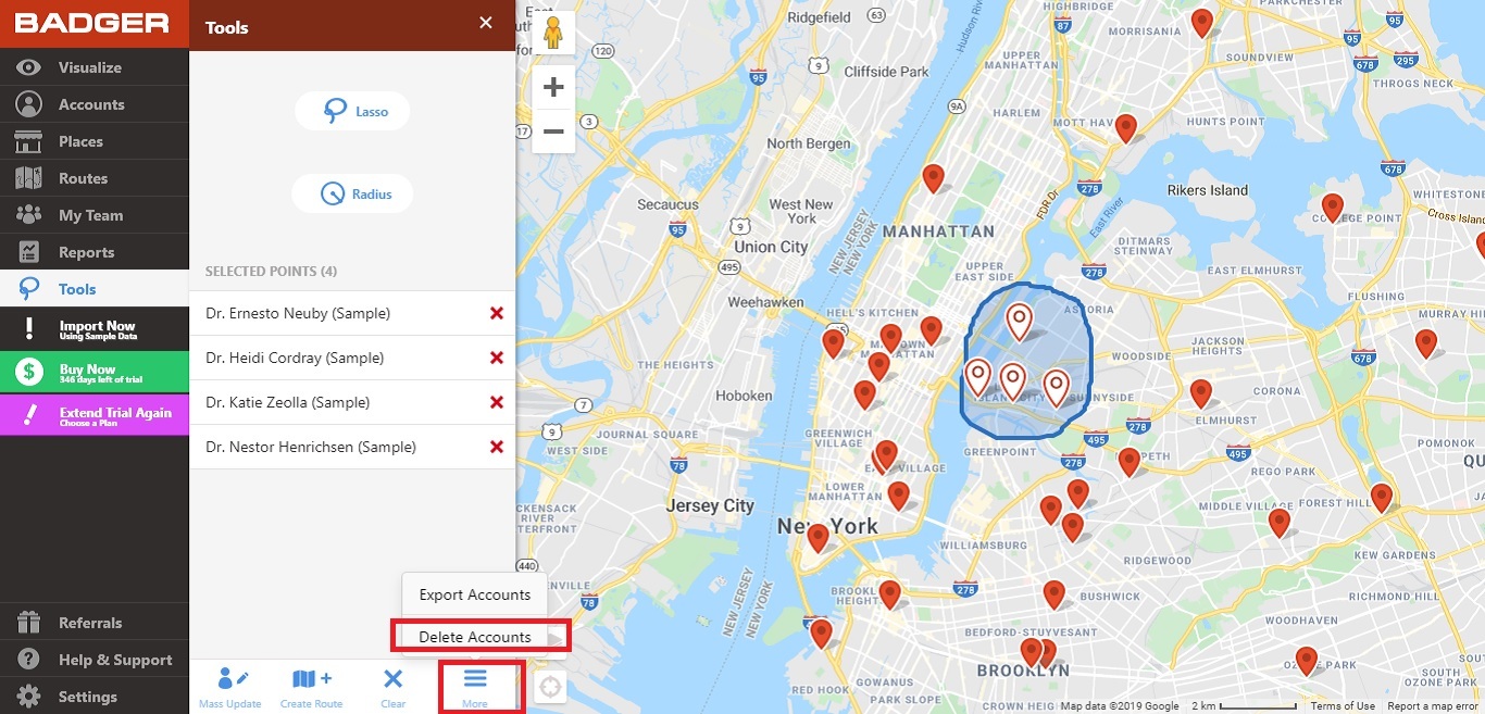 How To Mass Delete Accounts with Lasso (WebApp) - Badger Maps