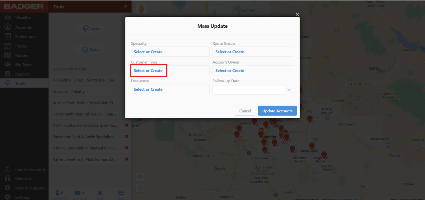 How To Mass Update Accounts Web App Badger Maps