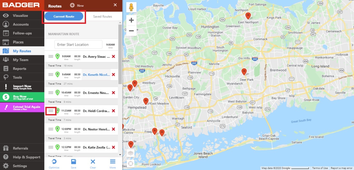 How To Move Accountsstops On A Route Badger Maps