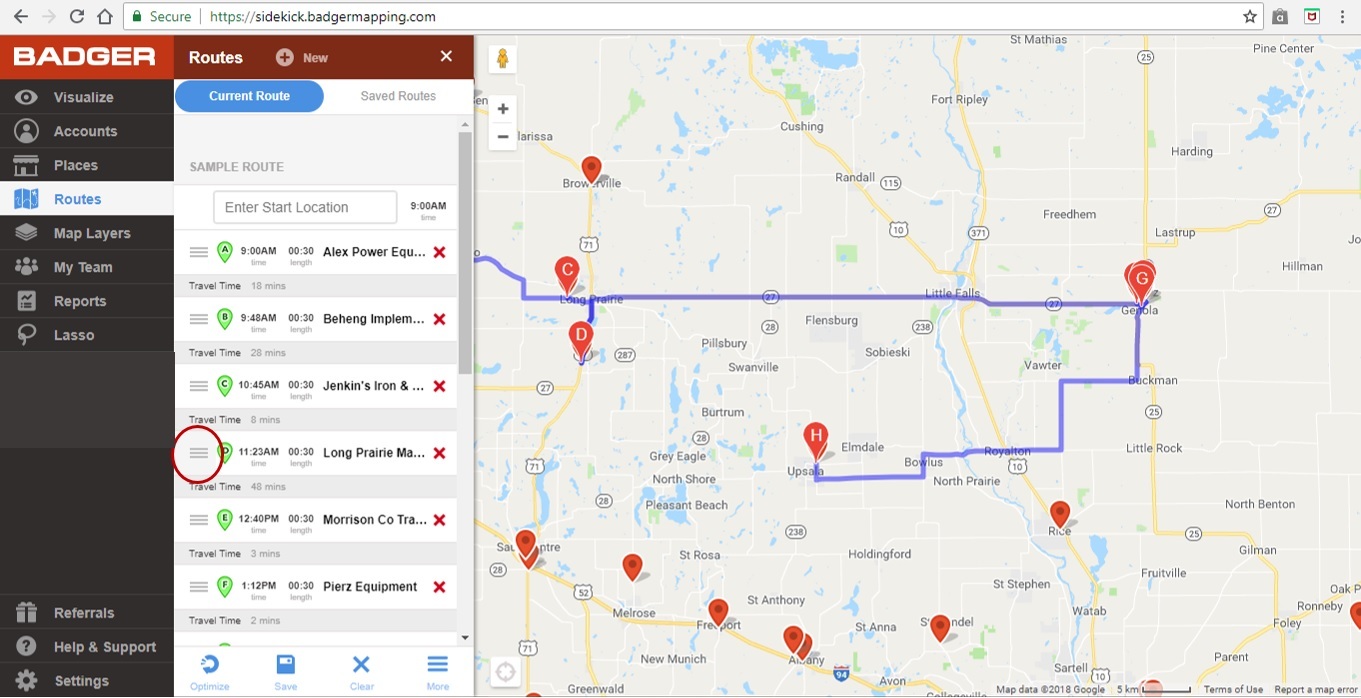 How To Move Accountsstops On A Route Badger Maps