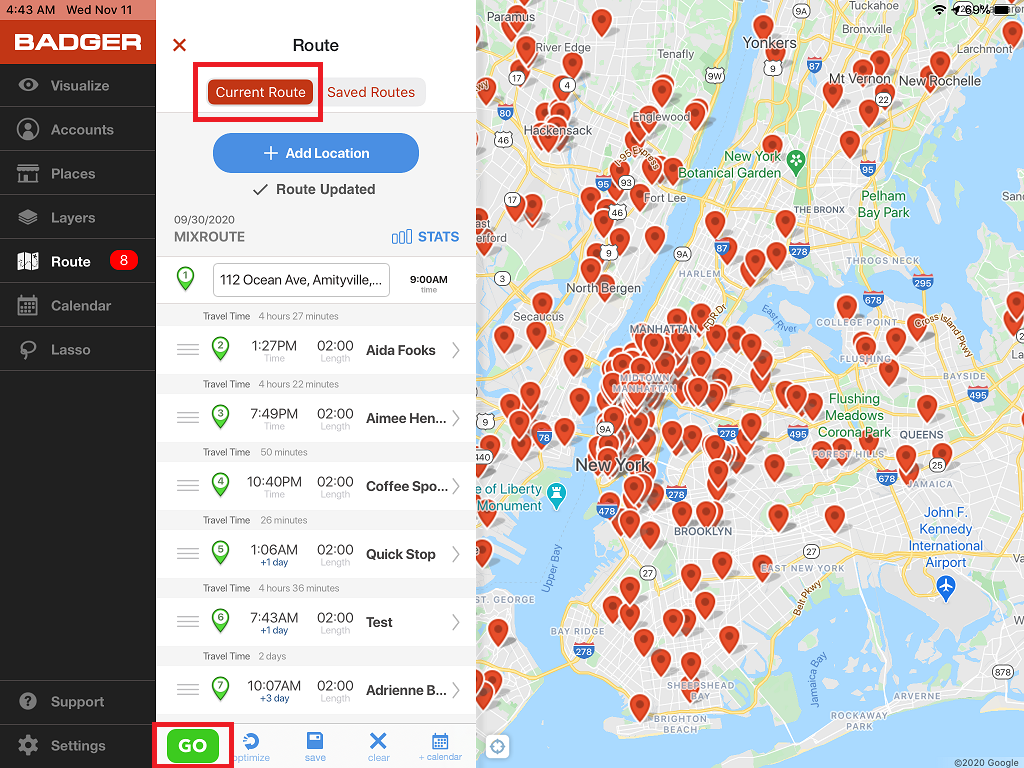 How To Navigate Accounts Using Gps Navigation From Badger Maps Ipad