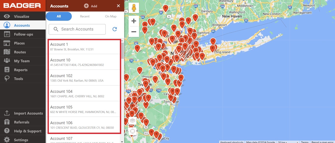 How To Use The Recent Tab Web App Badger Maps