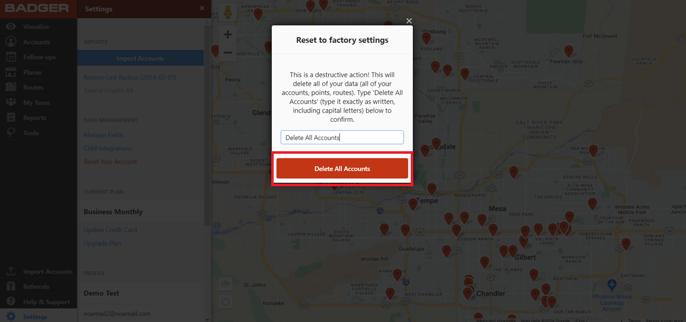 How To Reset Your Account Web App Badger Maps