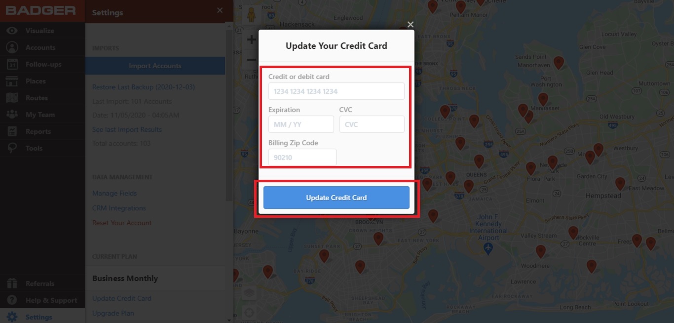 How do I update my credit card information? - Badger Maps