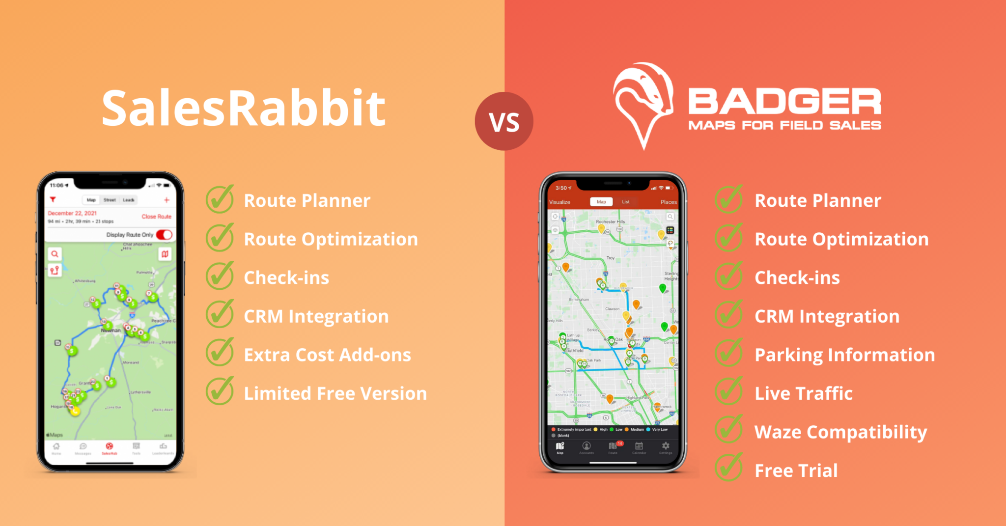 SalesRabbit Versus Badger Maps - Badger Maps